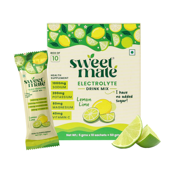 Sweetmate Electrolyte Drink Mix- Lemon Lime Flavour (Pack of 10)